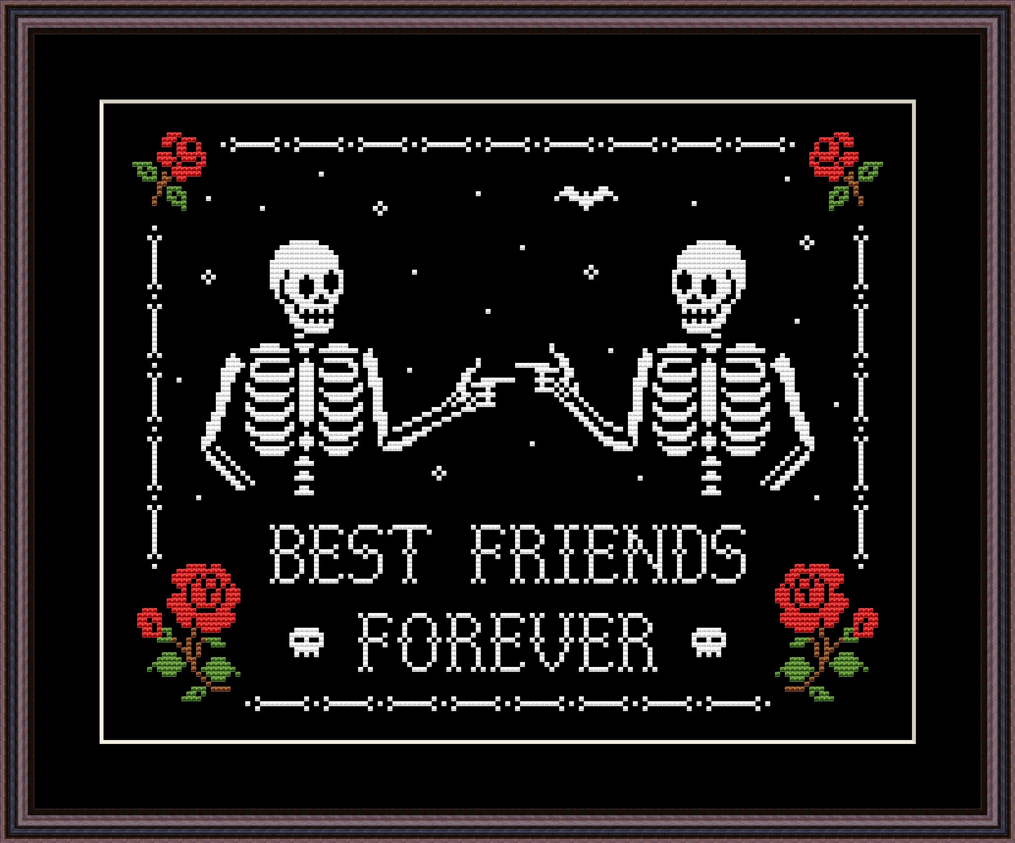 Skeleton Best Friends Forever Funny Cross Stitch Pattern | Etsy