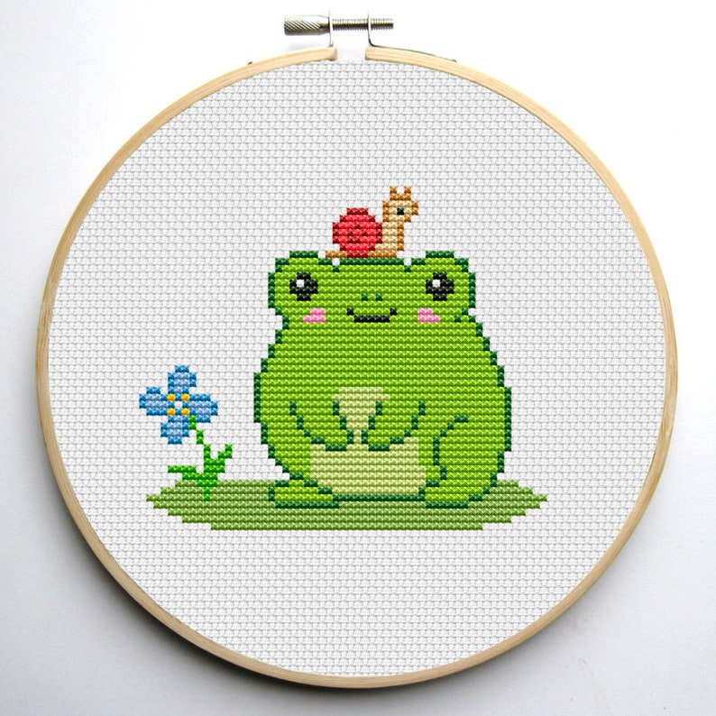 Cute Happy Green Frogs Set of 9 Cross Stitch PDF Pattern Cute - Etsy