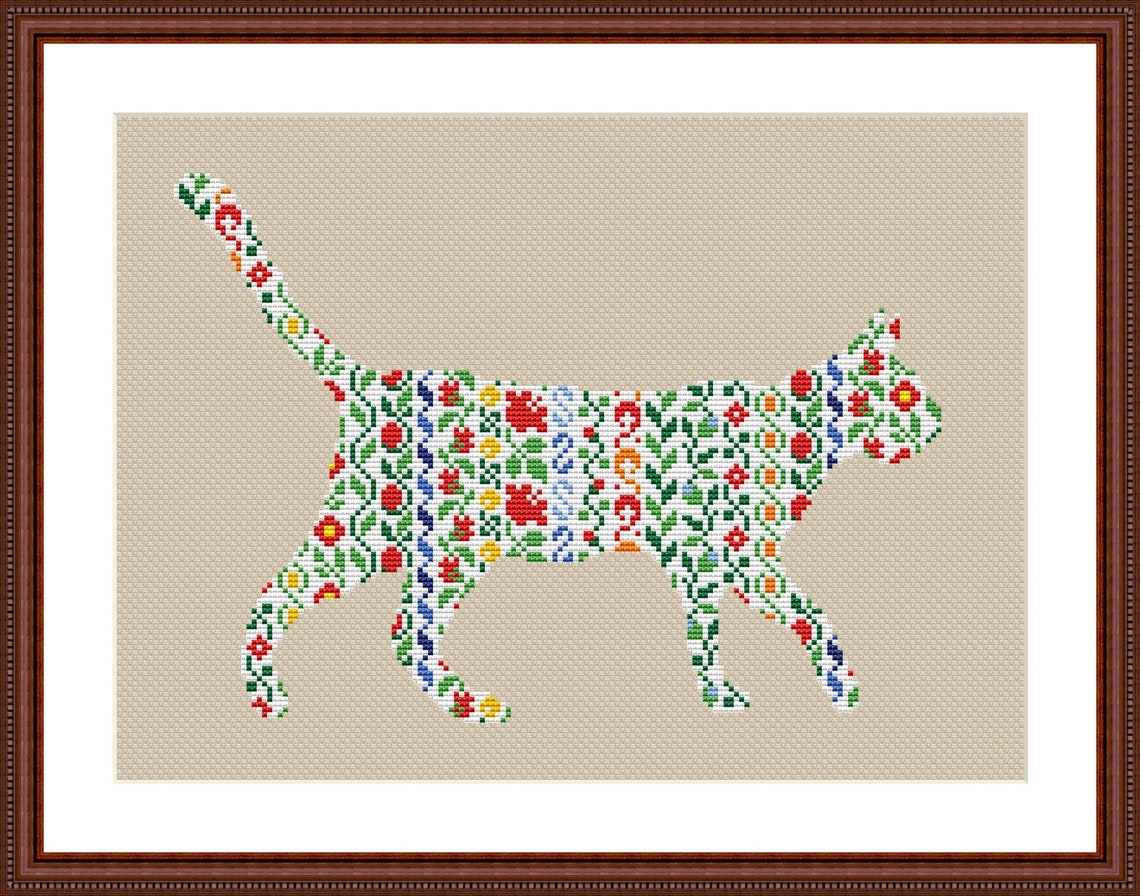 Cross Stitch Pattern Cat Border Silhouette Modern Cross Stitch - Etsy