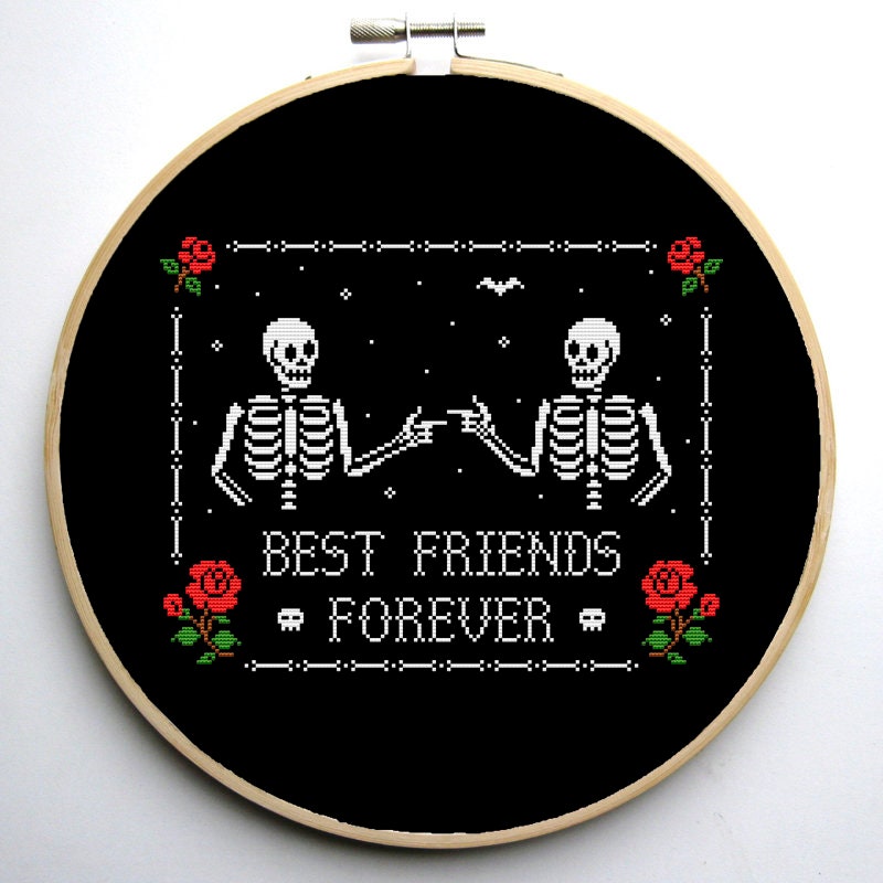 Skeleton Best Friends Forever Funny Cross Stitch Pattern | Etsy