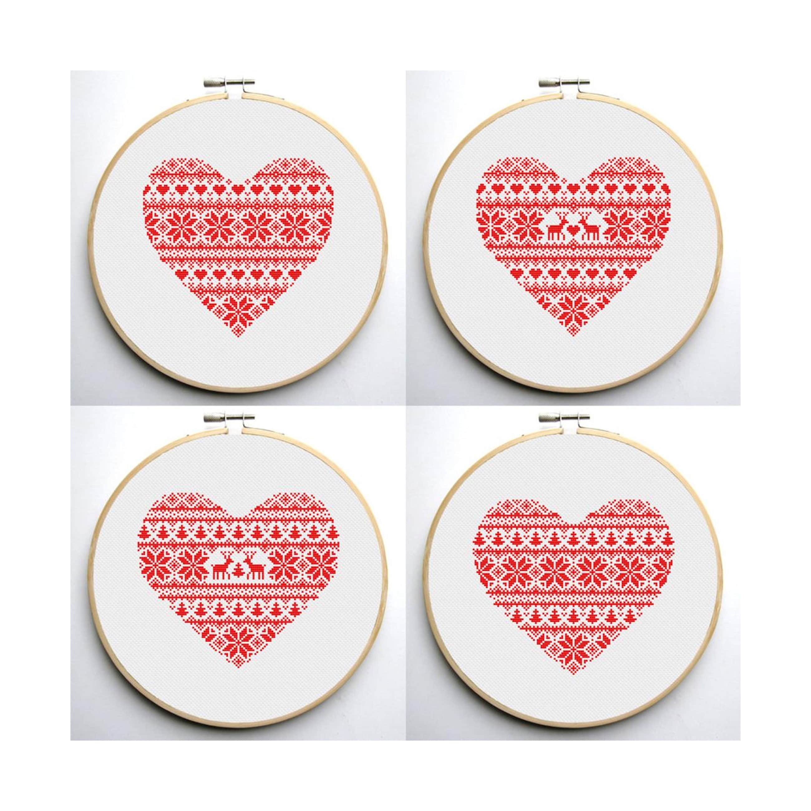 Christmas Cross Stitch Pattern, Nordic Hearts, PDF Instant Download ...