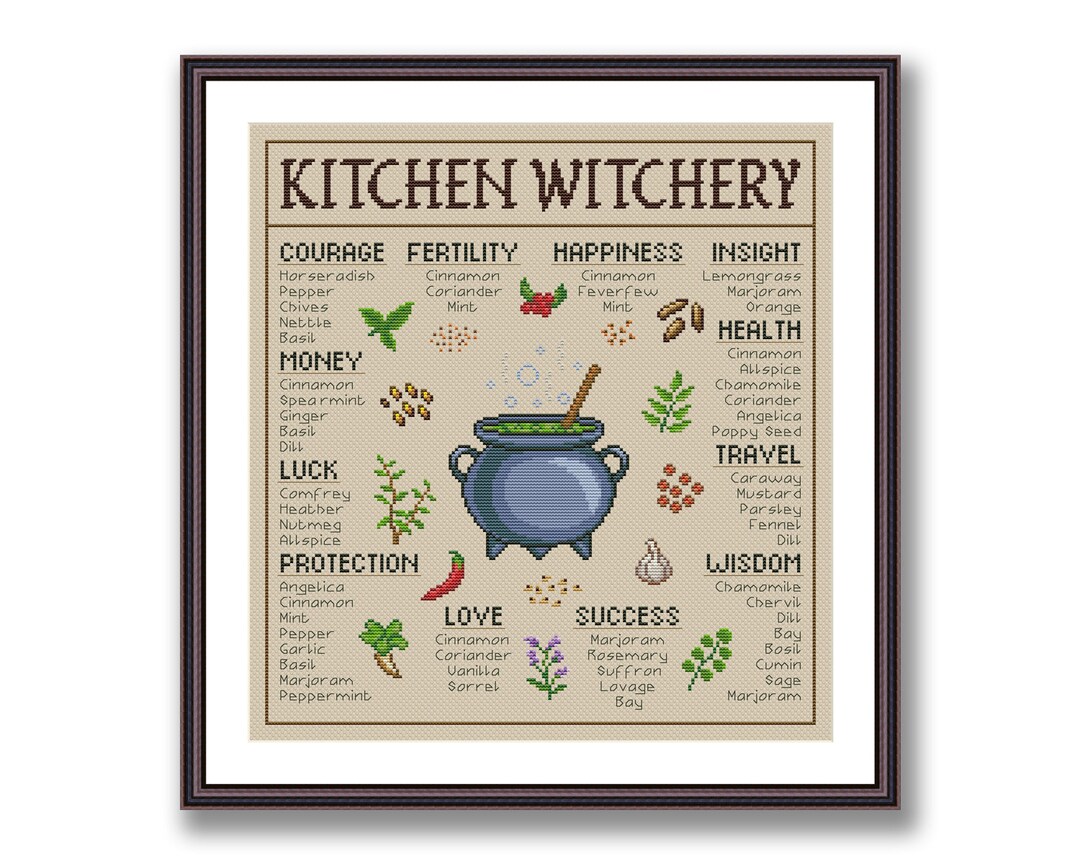 Cute Kitchen Witchery Cross Stitch Pattern PDF - Botany, Witchy, Witch ...