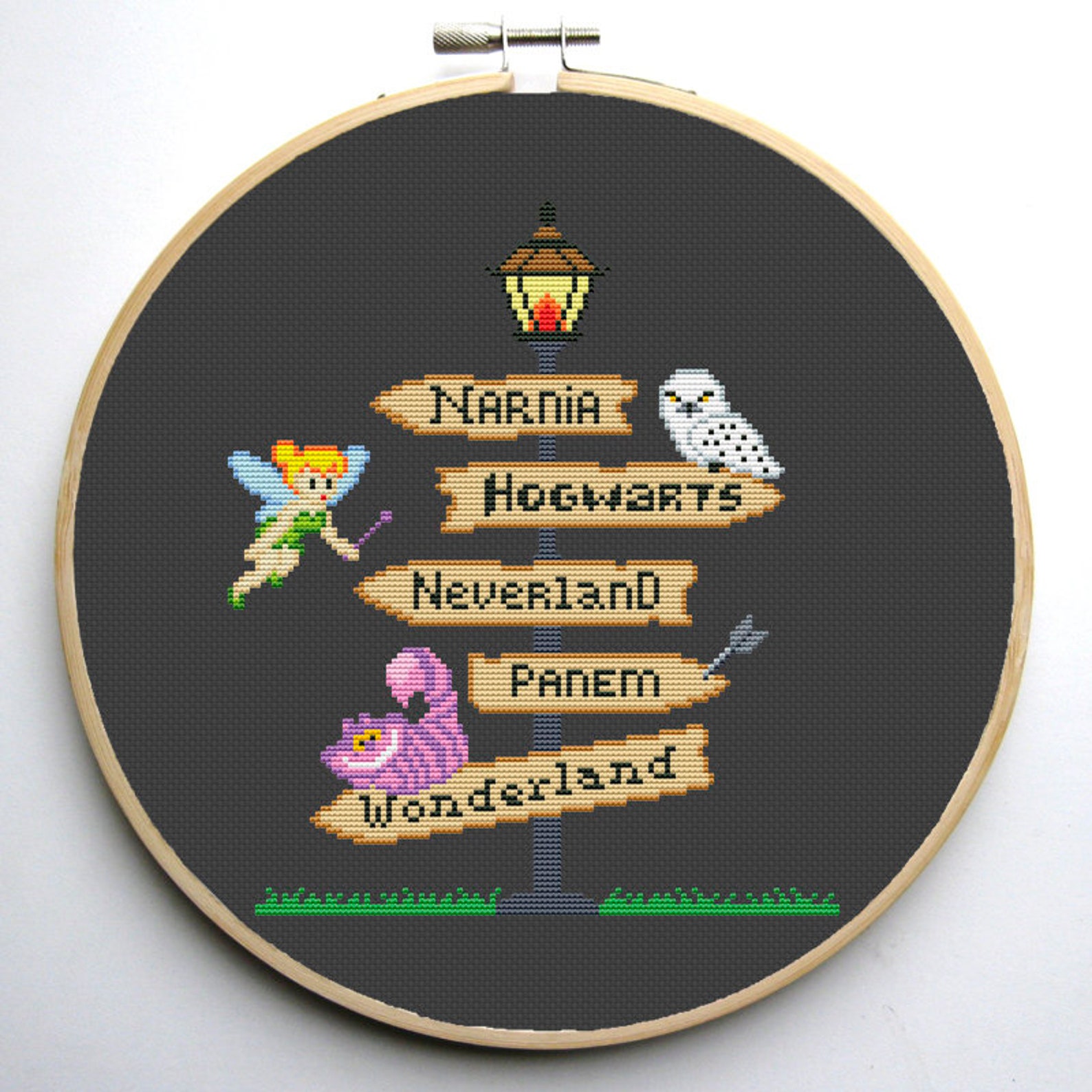 Magical Sign Post Cross Stitch Pattern PDF Road Sign Lamp Sign - Etsy