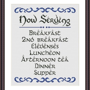 Now Serving Cross Stitch Pattern Hobbit Menu Instant Download PDF ...