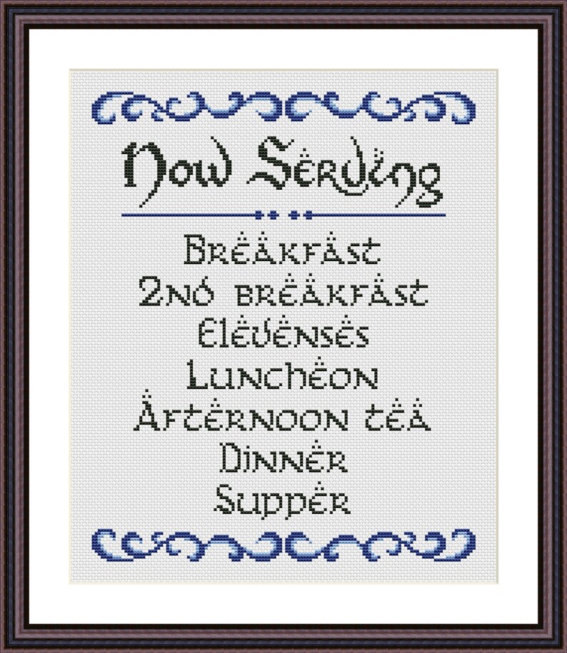 Now Serving Cross Stitch Pattern Hobbit Menu Instant Download PDF ...