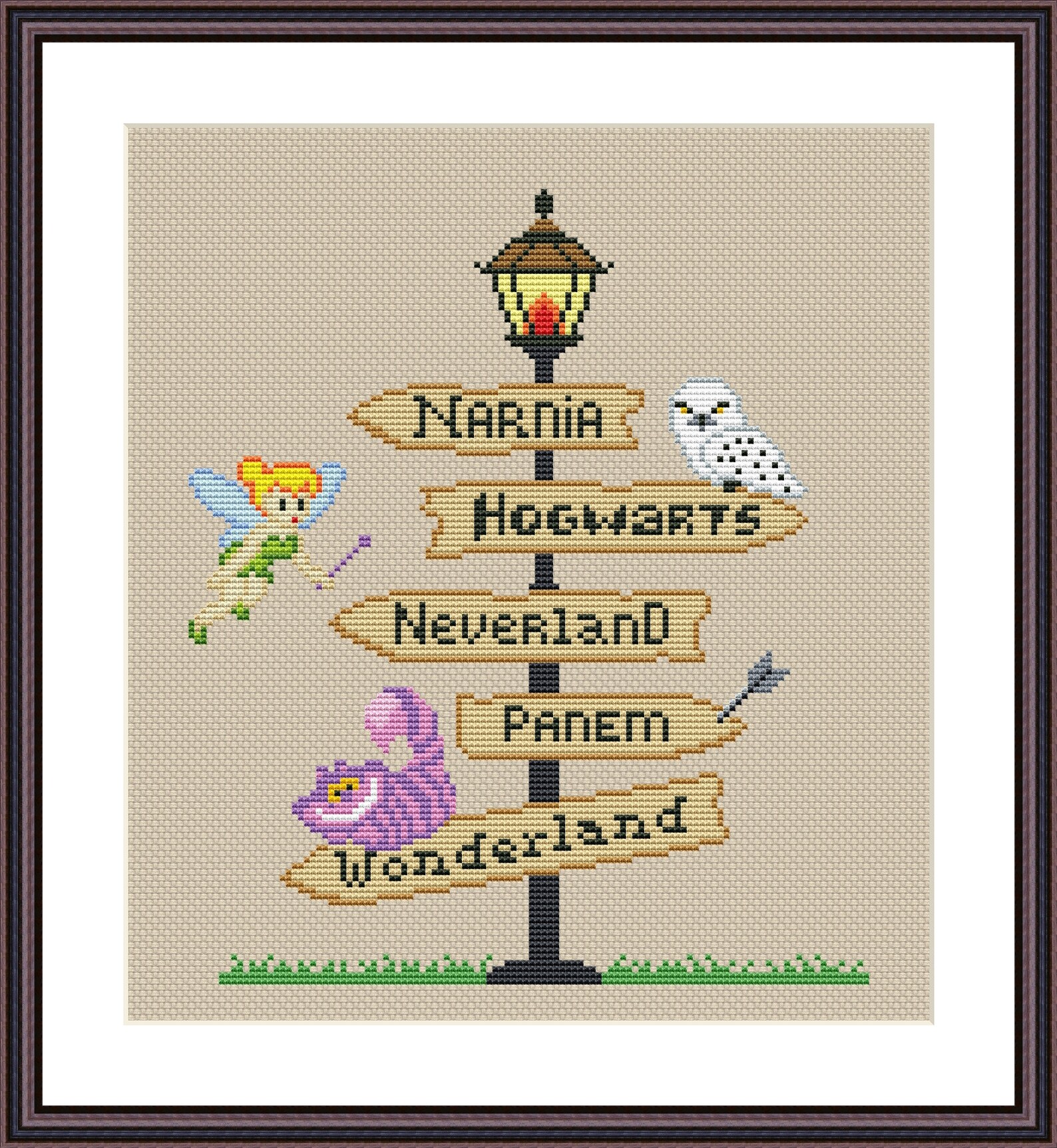 Magical Sign Post Cross Stitch Pattern PDF Road Sign Lamp Sign - Etsy