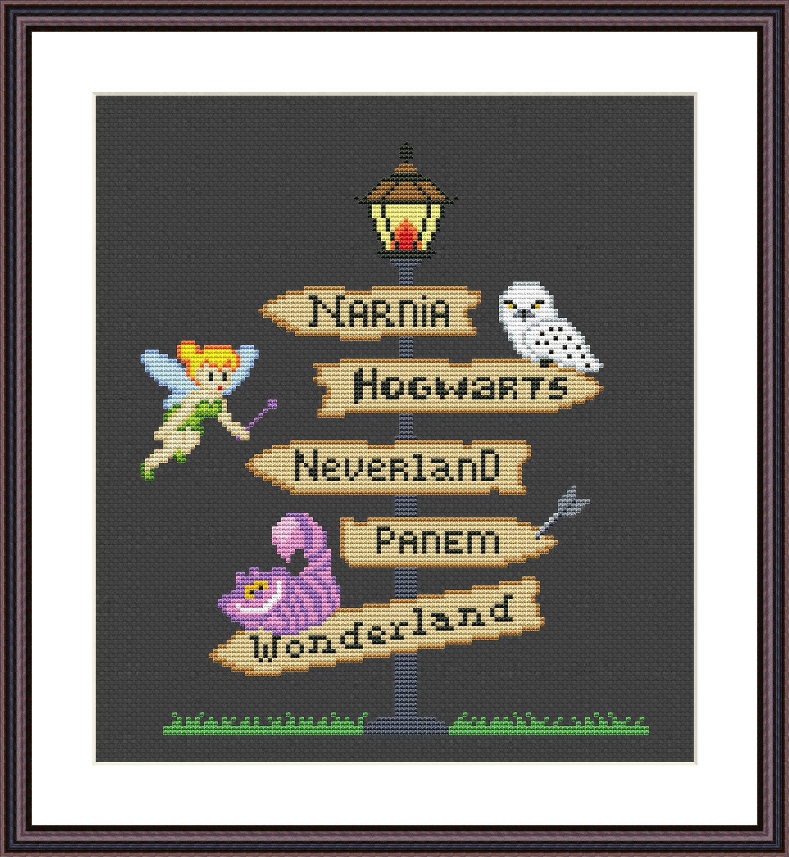 Magical Sign Post Cross Stitch Pattern PDF Road Sign Lamp Sign - Etsy