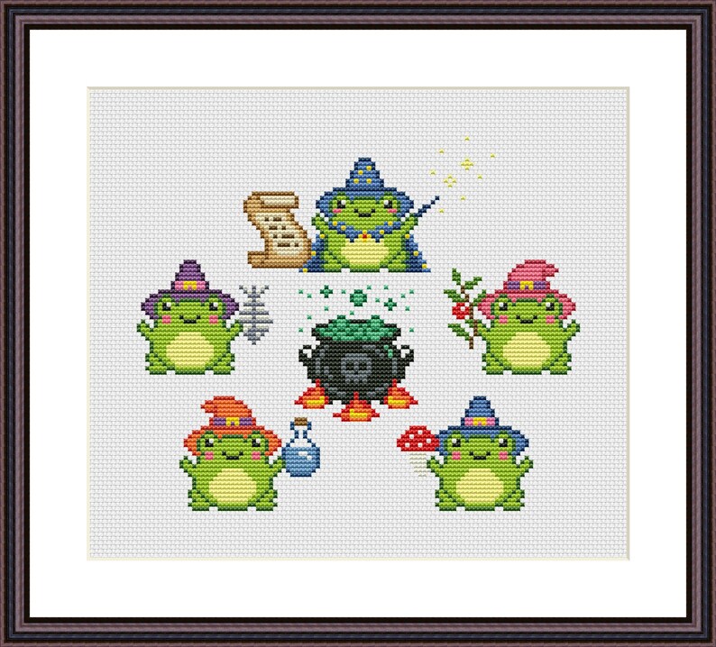 Cute Witchy Frogs Cross Stitch Pattern PDF - Witch Halloween Satanic ...