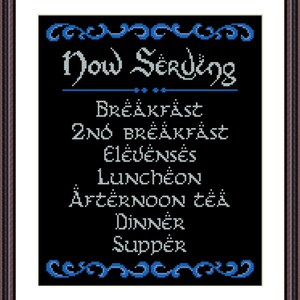 Now Serving Cross Stitch Pattern Hobbit Menu Instant Download PDF ...