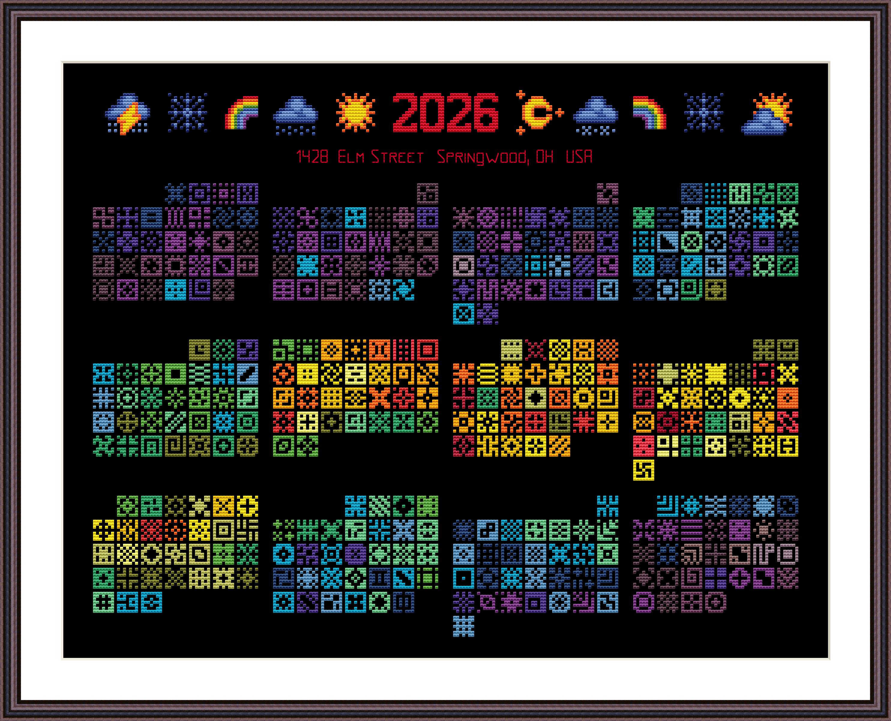 Temperature Ornaments Calendar 2026. Temperature Cross Stitch Pattern ...