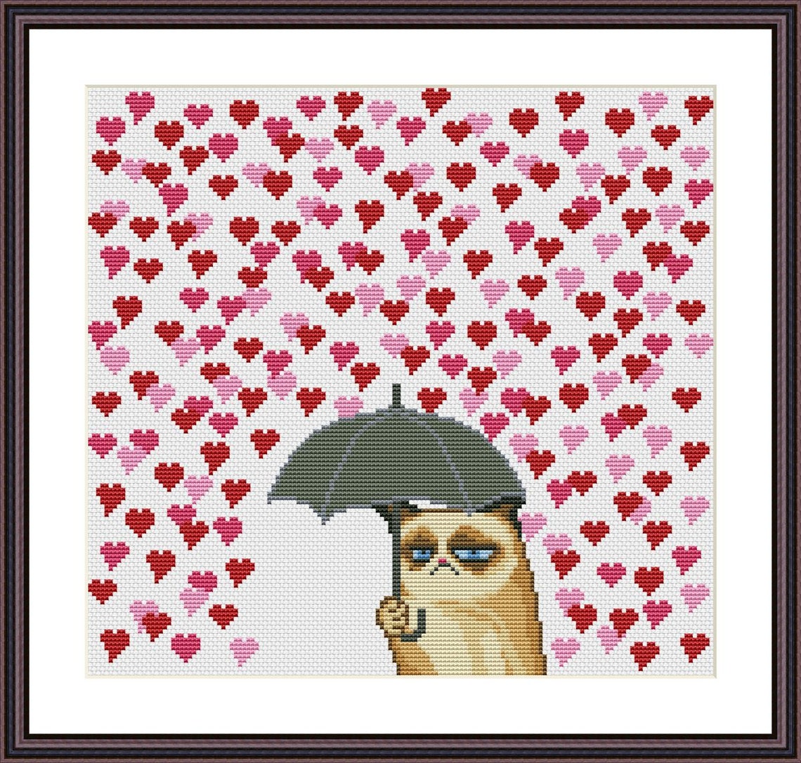 Grumpy Cat and Heart Funny Cross Stitch Pattern PDF Instant - Etsy