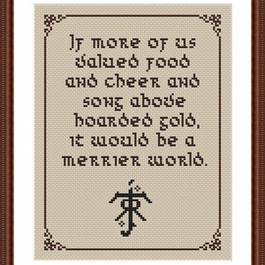 J R R Tolkien Quote - Cross Stitch Pattern PDF - If More of Us Valued ...