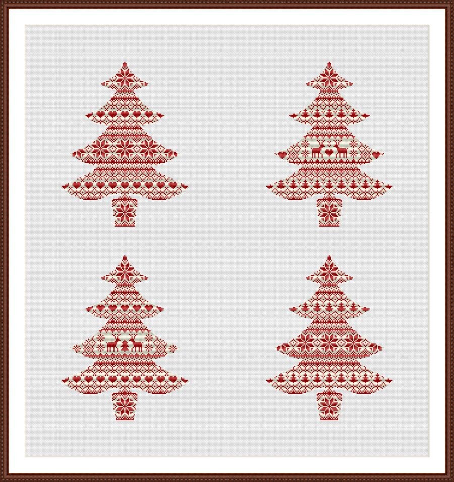 Nordic Pattern Christmas Tree Cross Stitch Pattern PDF Instant Download ...