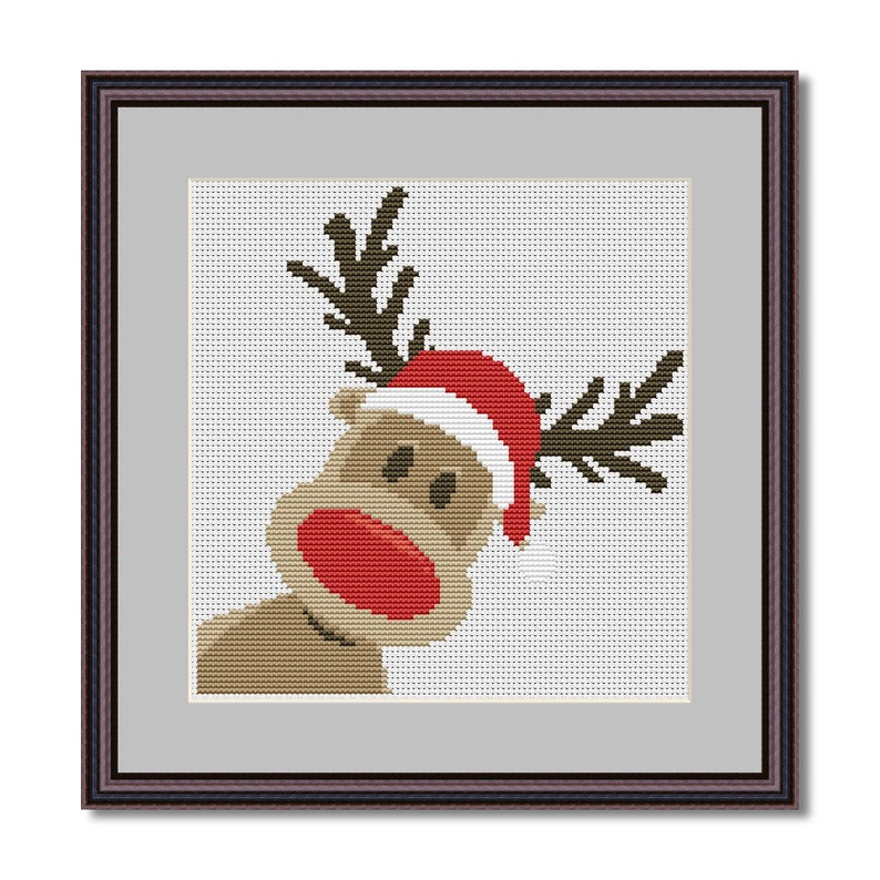 Christmas Cross Stitch Pattern Reindeer Chart Instant | Etsy