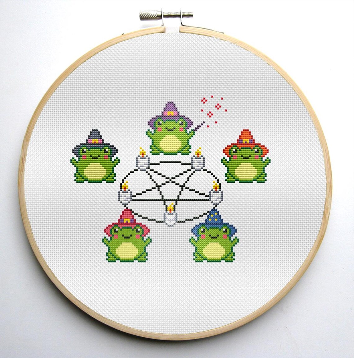 Cute Satanic Frogs Cross Stitch Pattern PDF - Witchy, Witch, Halloween ...