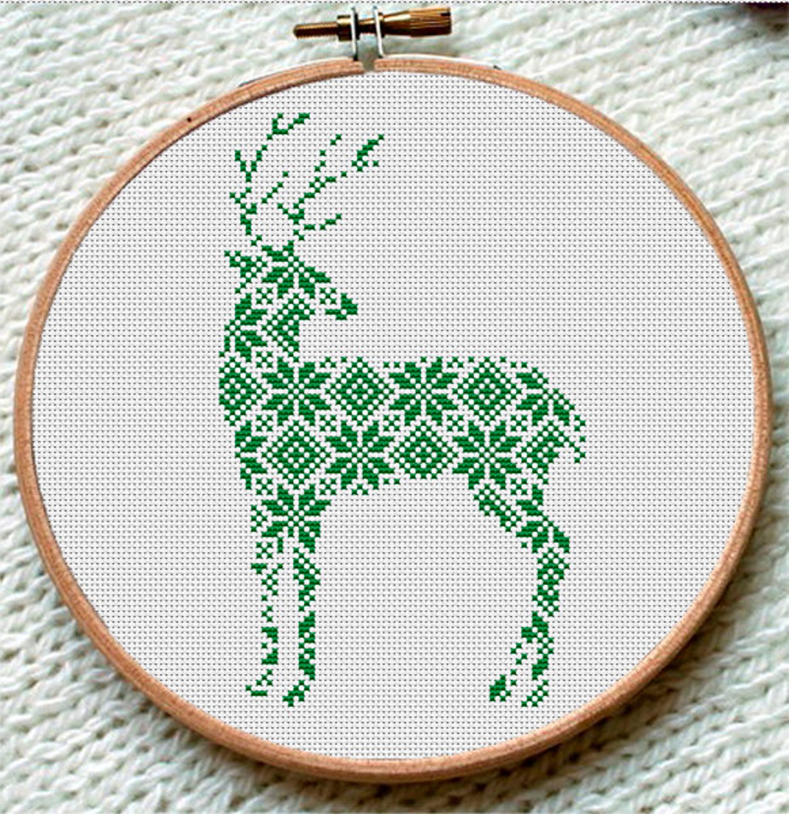 Winter Green Reindeer Cross Stitch Pattern PDF Instant - Etsy UK