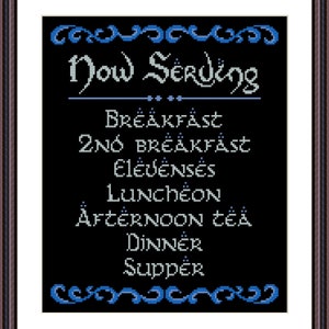 Now Serving Cross Stitch Pattern Hobbit Menu Instant Download PDF ...