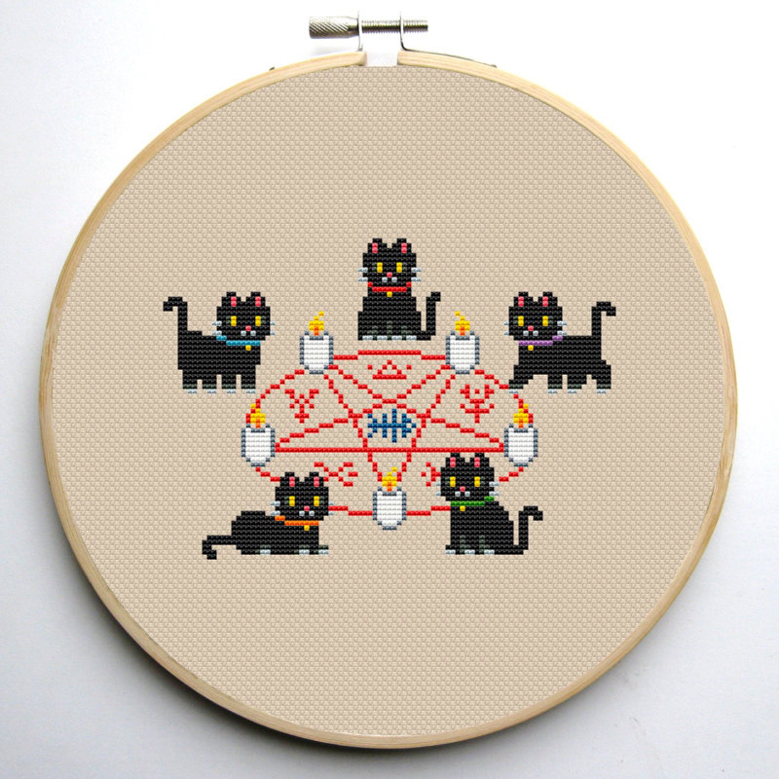 Cute Satanic Cats Kitty Cross Stitch Pattern PDF - Witchy, Witch ...