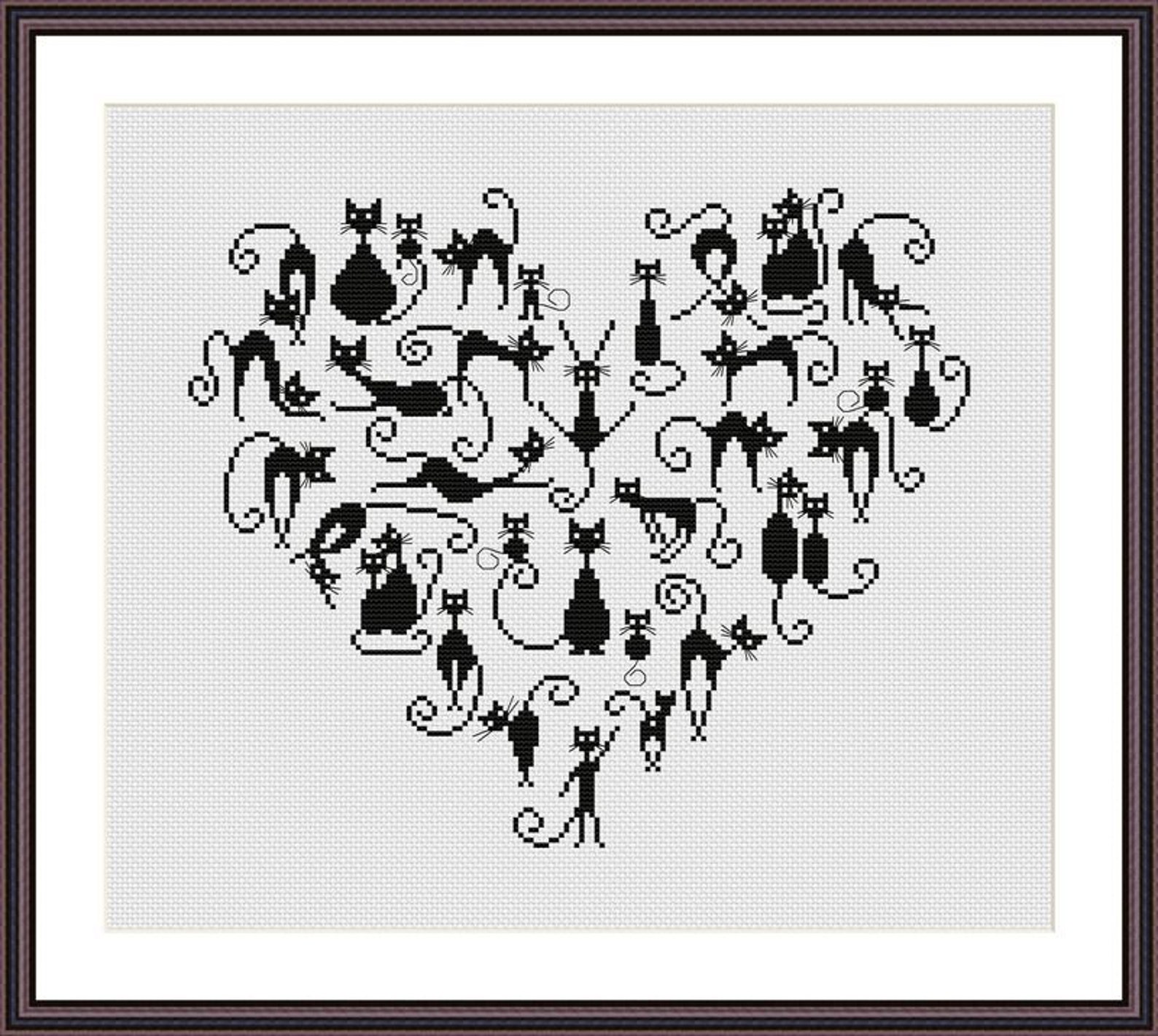 Heart and Cats 3 Cross Stitch Pattern Instant Download PDF - Etsy Canada