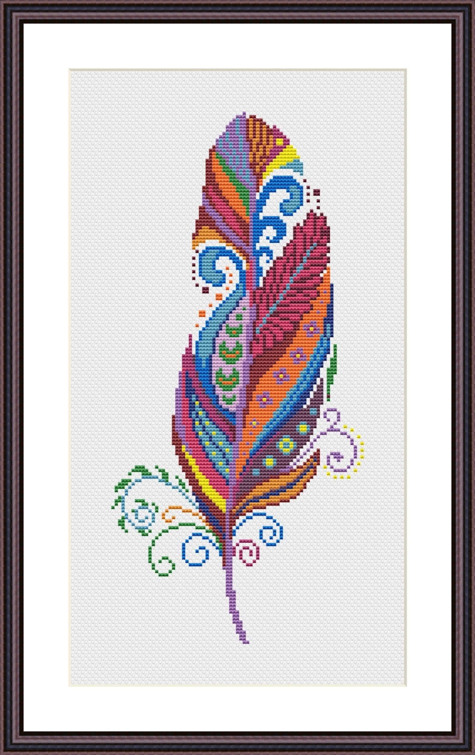 Feather Modern Cross Stitch Pattern PDF Instant Download - Etsy