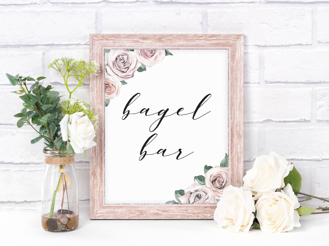 Bagel Bar Sign, Bridal Shower Sign Template, Printable Bagel Bar ...