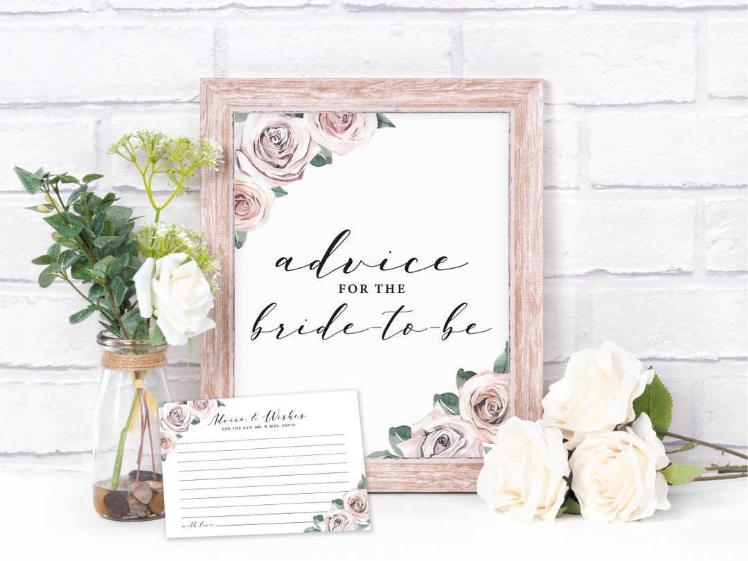 Bridal Shower Advice Cards & Sign, Wedding Shower Advice and Well ...
