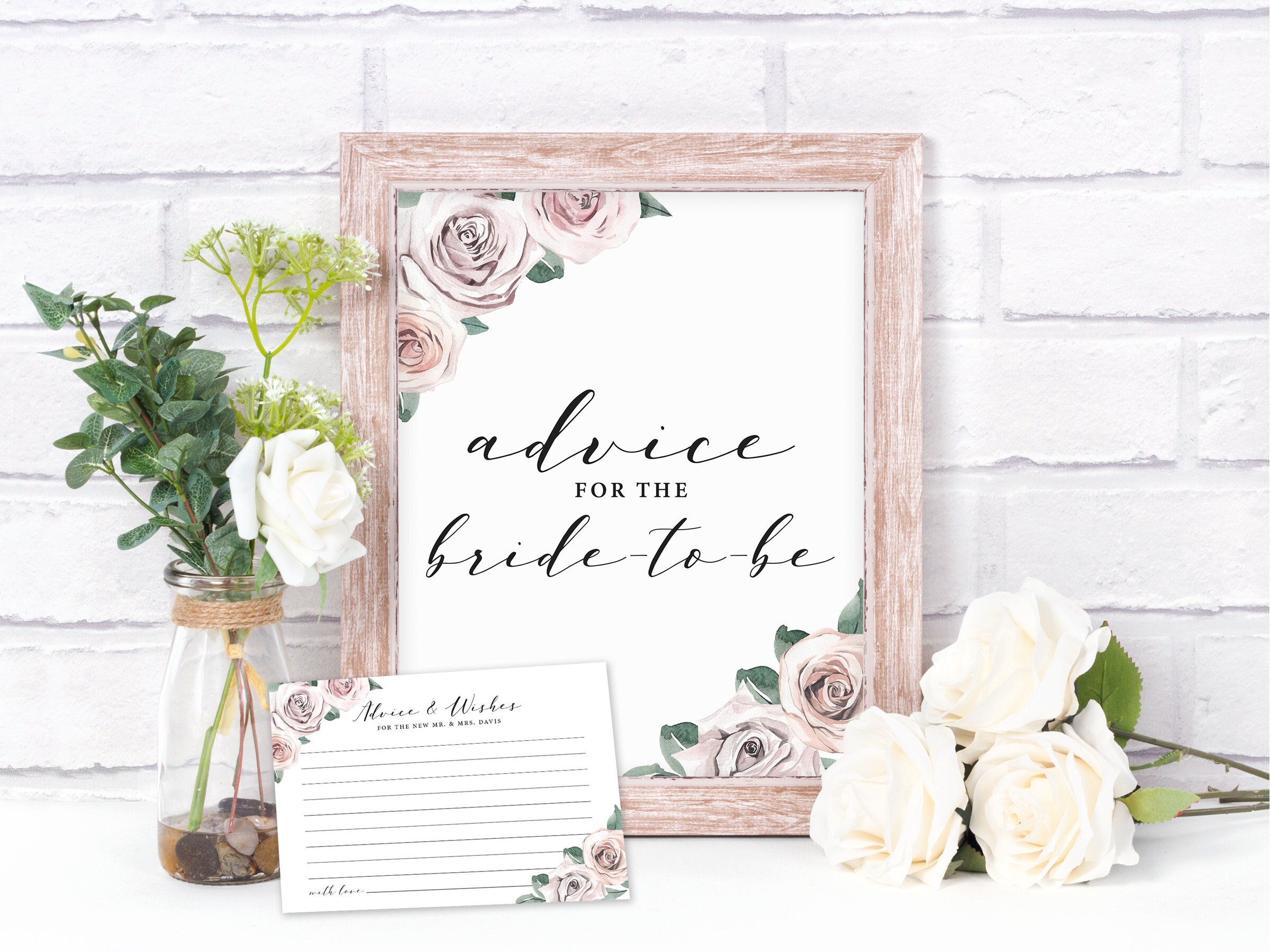 Bridal Shower Advice Cards & Sign, Wedding Shower Advice and Well ...
