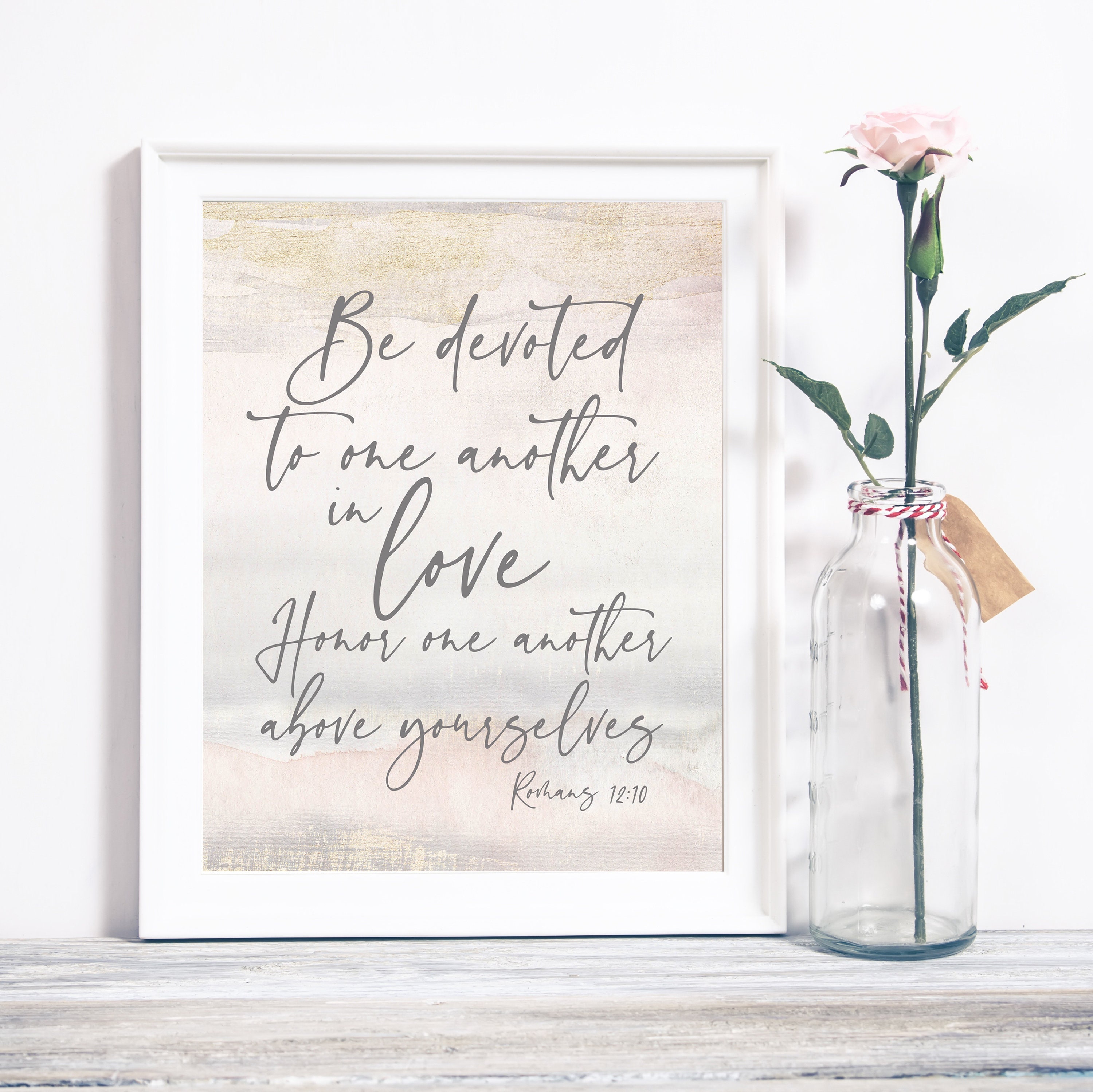 Be Devoted to One Another in Love, Romans 12:10, Wedding Scripture Art ...