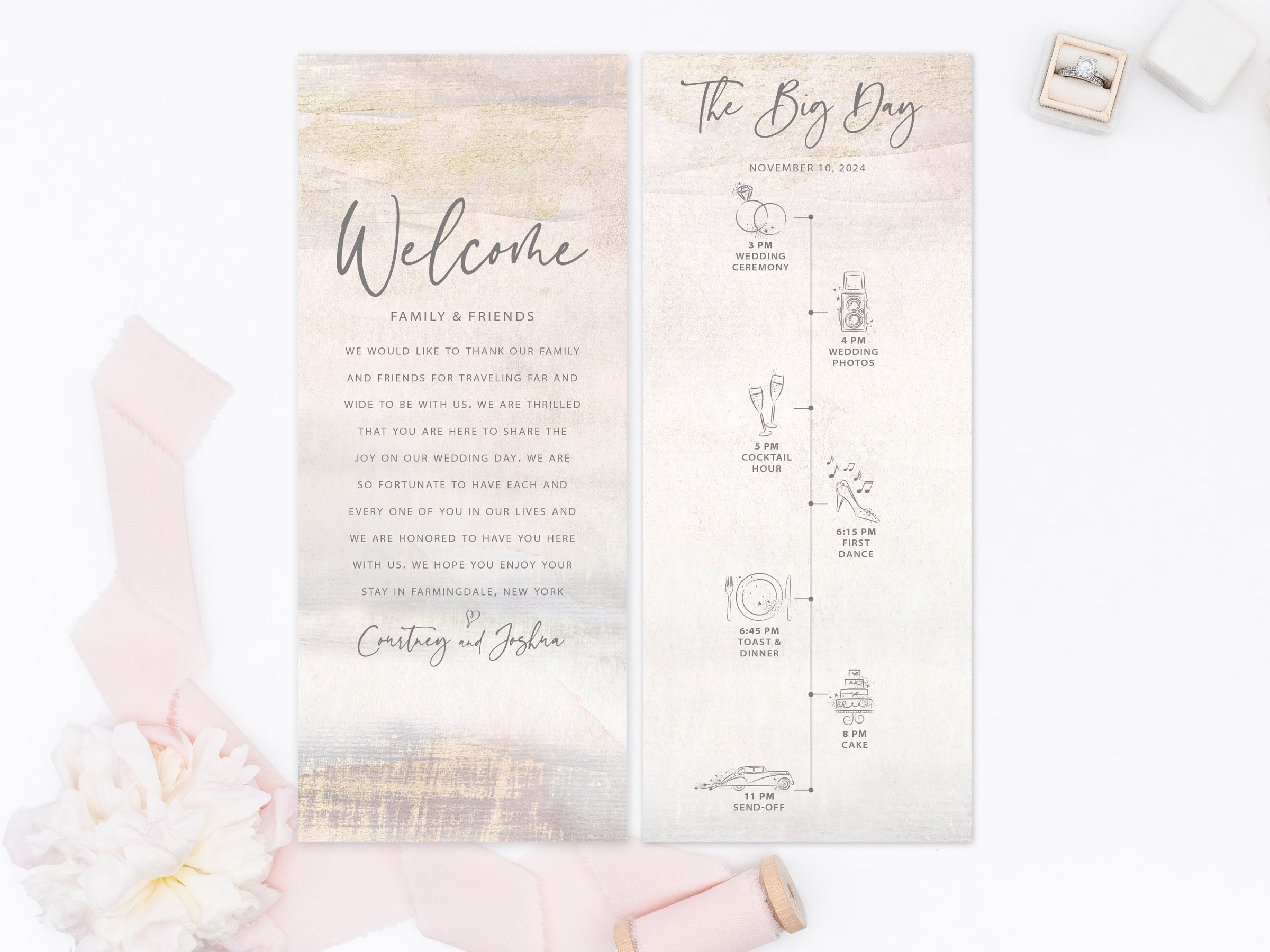 Wedding Welcome Letter Template Gold and Pink Beach Wedding - Etsy
