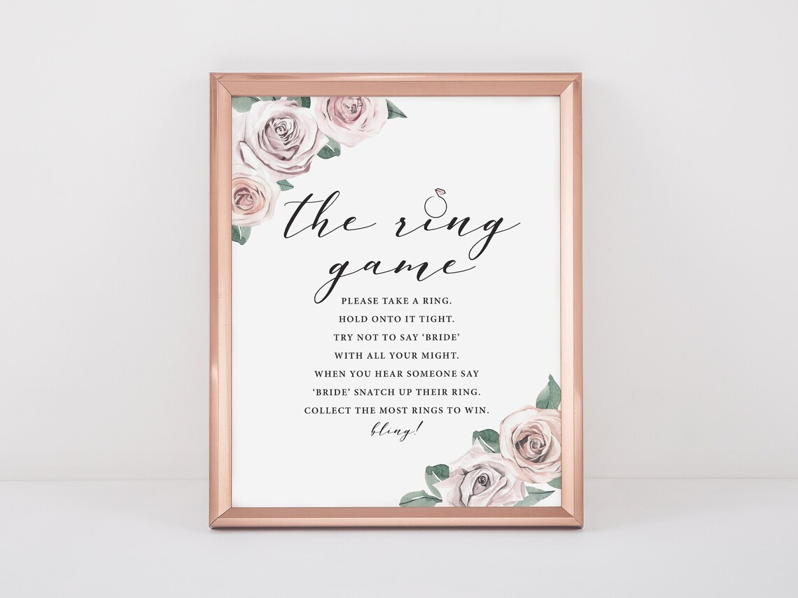 The Ring Game Bridal Shower Game Sign, Editable Template, Bridal Brunch ...