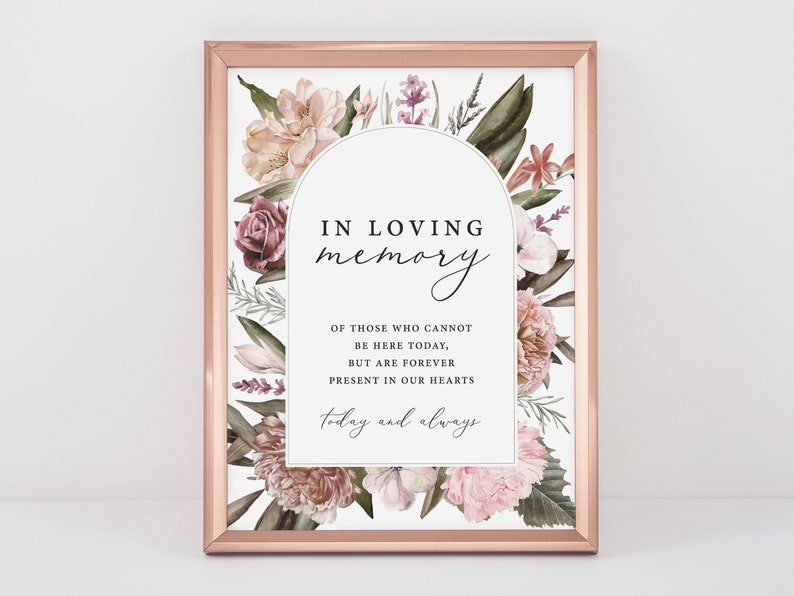 In Loving Memory Sign Template, Printable in Loving Memory Sign, Boho ...