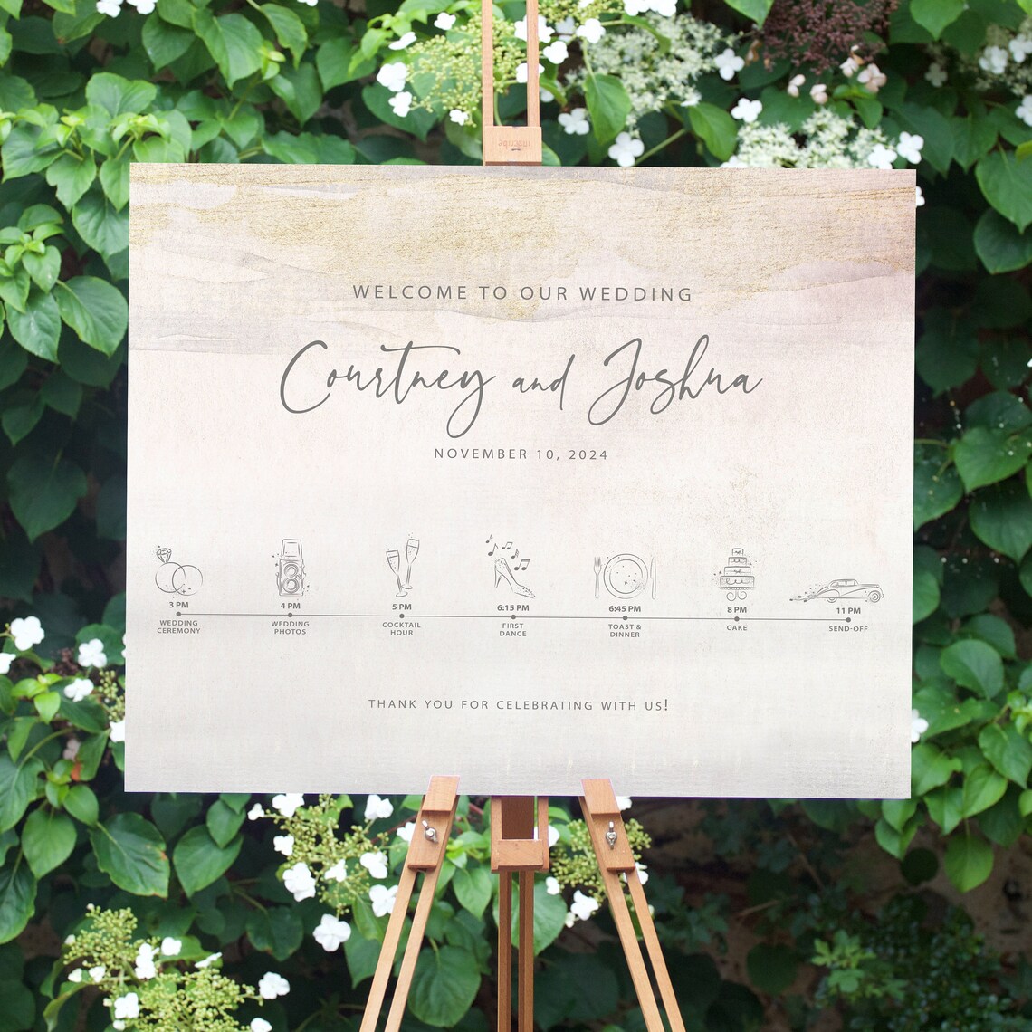 Wedding Welcome Timeline Sign, Beach Wedding Watercolor Timeline ...