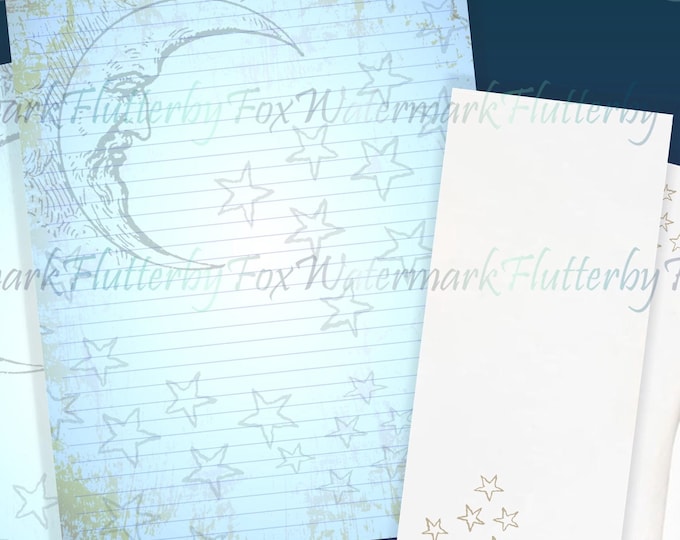 Blue Moon Stationery | Moon Writing Paper | Dream Journal Pages | Junk ...