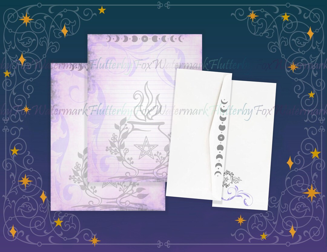 Purple Cauldron Writing Paper | Cauldron Stationery | Witchcraft Paper ...