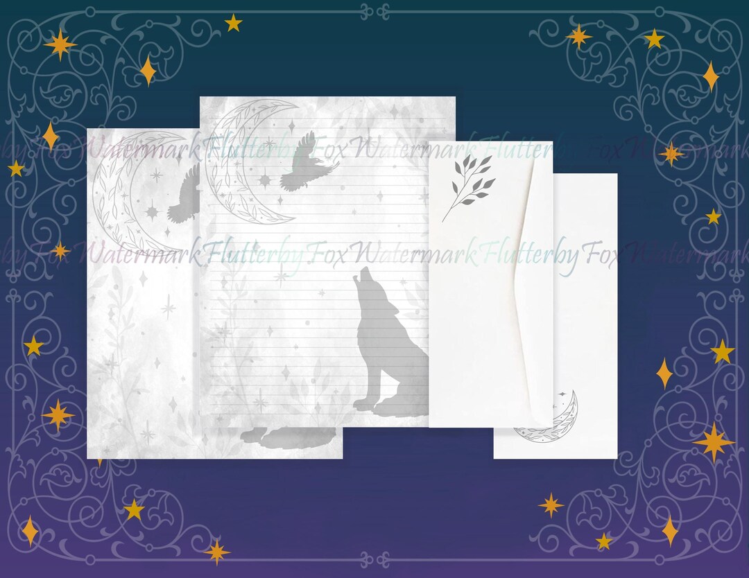 Wolf and Raven Writing Paper Set | Crow Wolf Stationery Paper | Writing ...