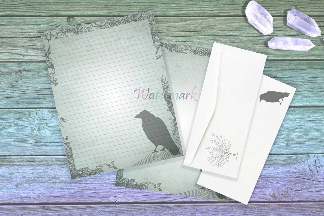 Raven Stationery Set Crow Writing Paper Raven Letter Pages Raven ...