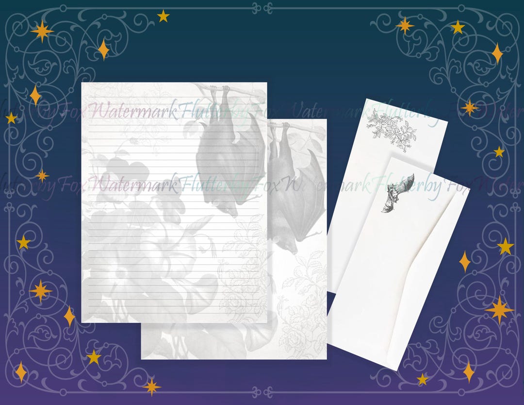 Floral Bat Writing Paper Set | Bat Stationery Paper | Gothic Paper ...