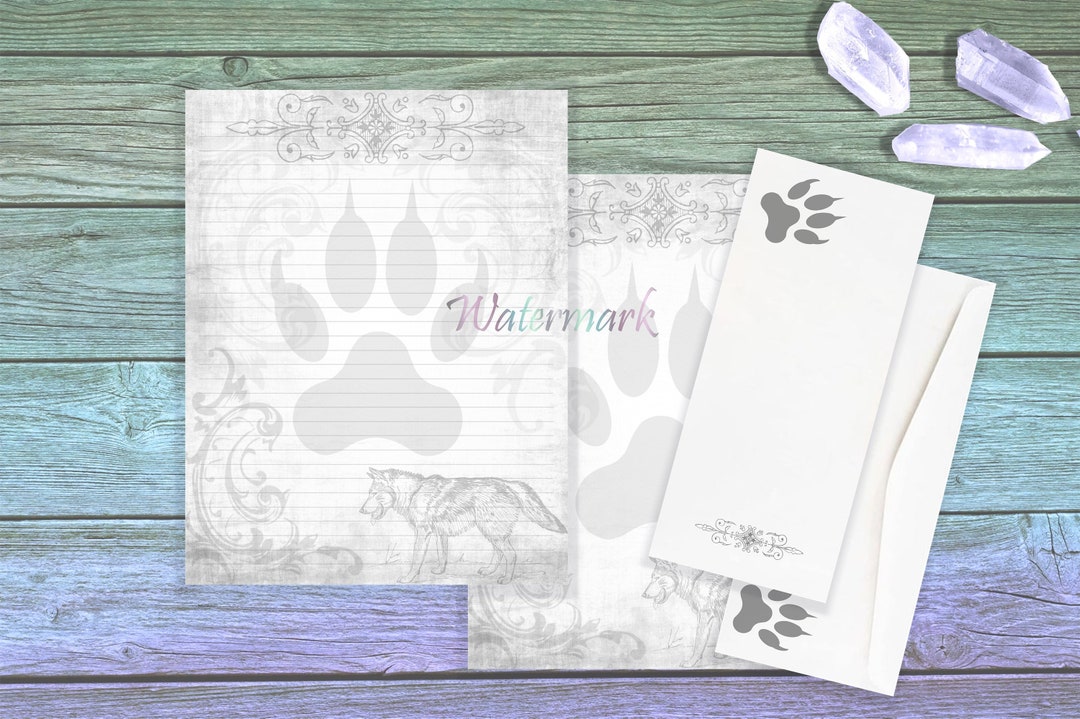Wolf Paw Writing Paper Set Wolf Stationery Paper Wolves - Etsy
