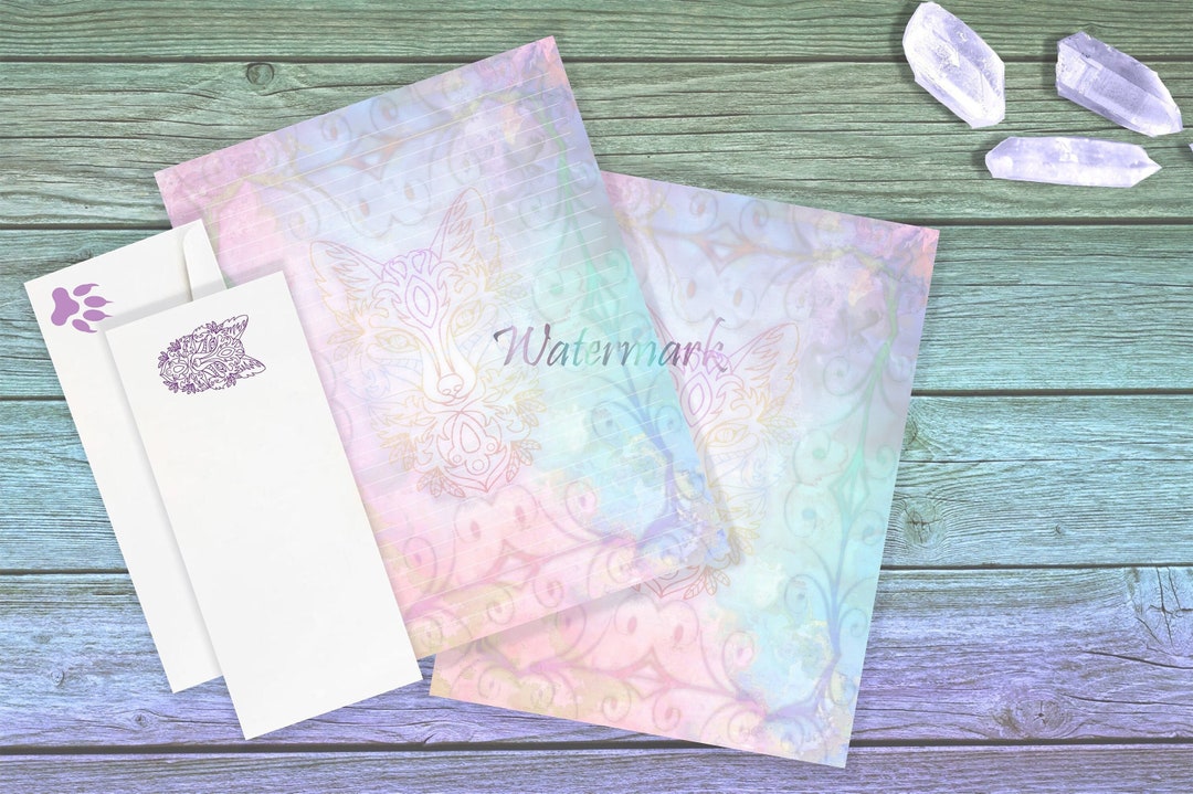 Rainbow Wolf Writing Paper Wolf Letter Paper Spirit Animal Stationery ...