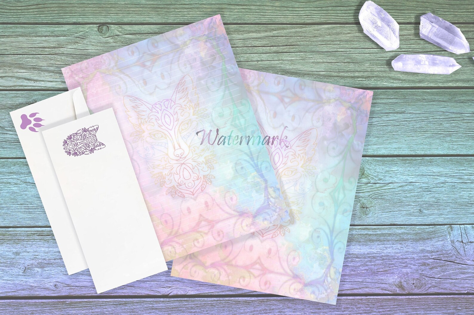 Rainbow Wolf Writing Paper Wolf Letter Paper Spirit Animal - Etsy