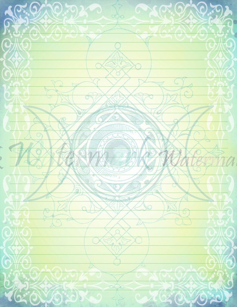 Green Triple Moon Writing Paper Set Moon Stationery Green - Etsy