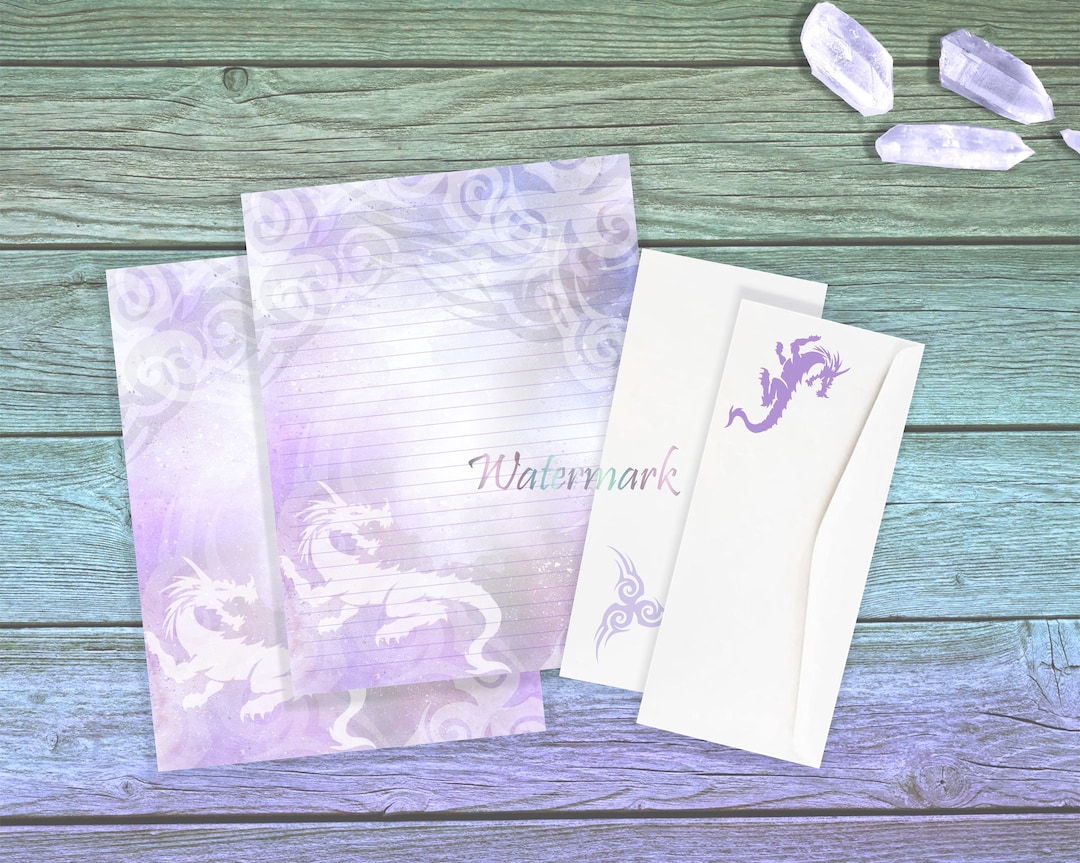 Cloud Dragon Writing Paper Set Dragon Stationery Paper Purple Dragon ...