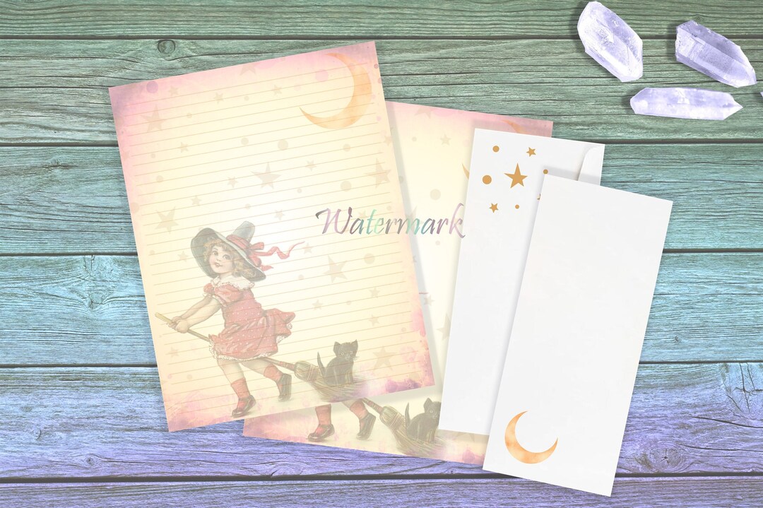 Witch's First Flight Writing Paper Set Witch and Broomstick Stationery ...