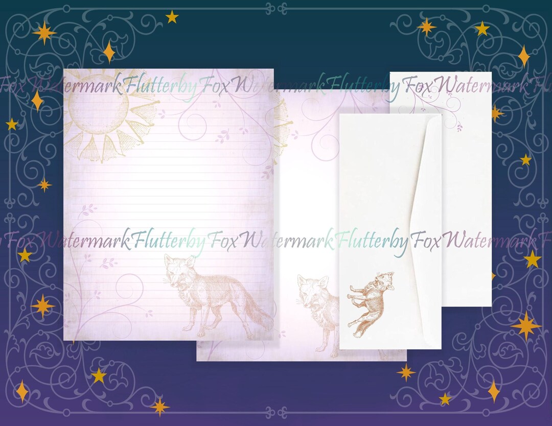 Sun Fox Writing Paper Set | Fox Stationery Paper | Fox Letter Paper ...