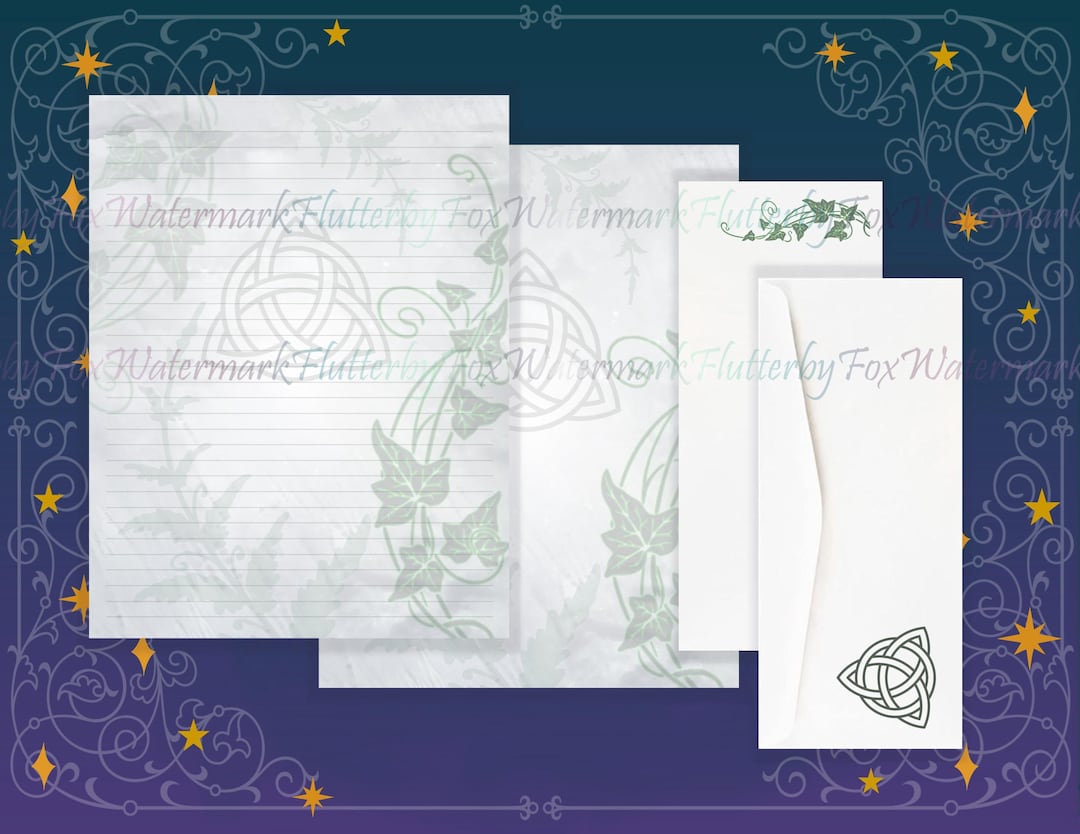 Celtic Ivy Stationery Paper Set | Celtic Writing Paper | Trinity Knot ...