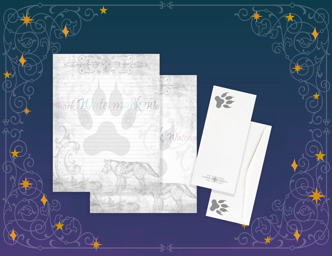 Grey Wolf Writing Paper Set | Wolf Stationery Paper | Wolves Pages ...