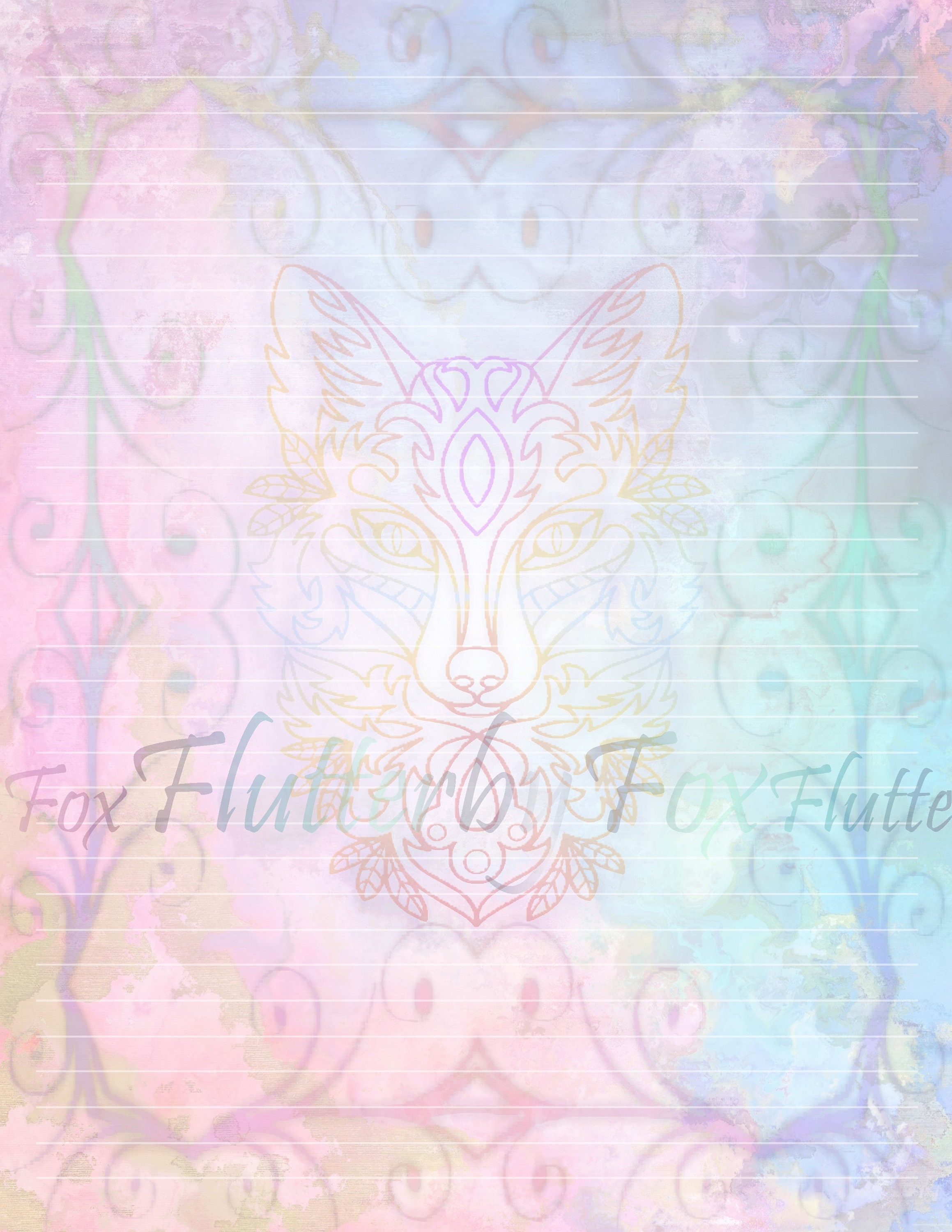 Rainbow Wolf Writing Paper | Wolf Letter Paper | Spirit Animal ...