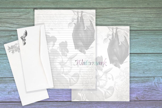 Floral Bat Writing Paper Set Bat Stationery Paper Gothic - Etsy
