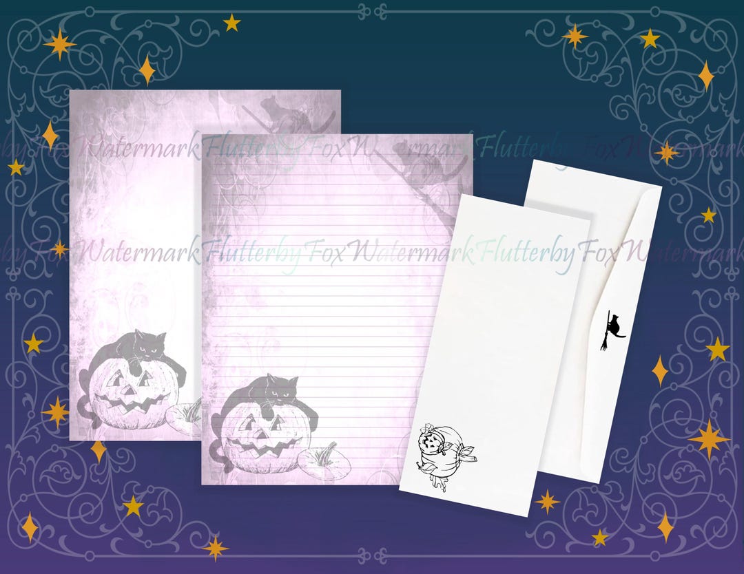 Black Cat Halloween Paper | Halloween Stationery Set | Black Cat ...