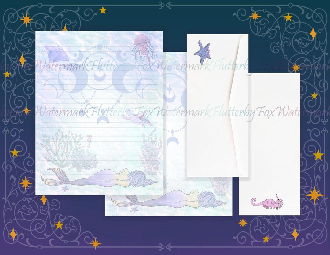 Sleeping Mermaid Stationery Paper | Mermaid Writing Paper | Mermaid ...